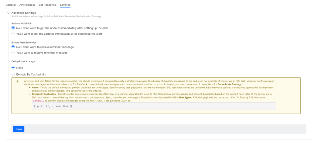 Alert Task – Advanced Settings - Kore.ai Documentation V10.1