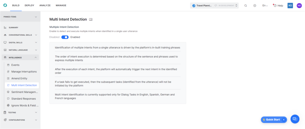 Multi-Intent Detection - Kore.ai Documentation V10.1