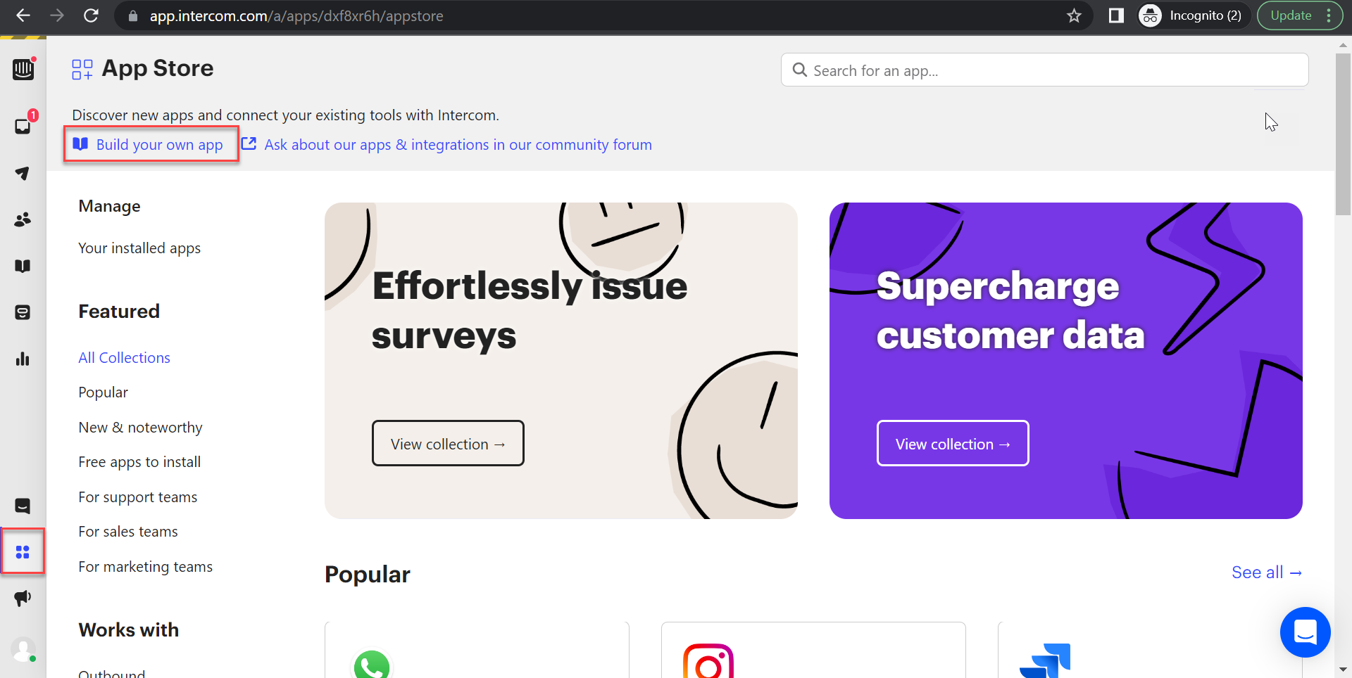Configuring the Intercom Agent - Kore.ai Documentation V10.1