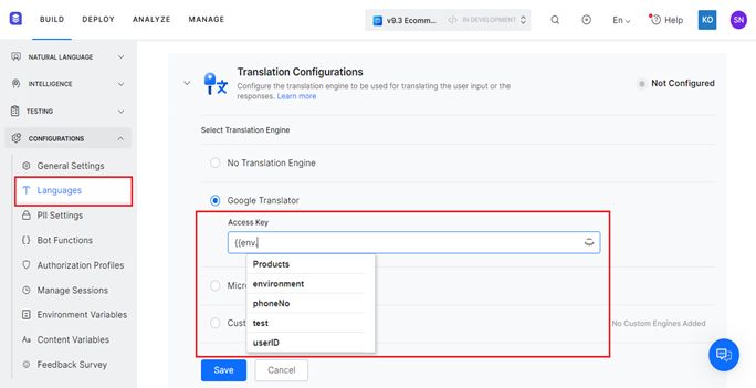 Using Bot Variables - Kore.ai Documentation