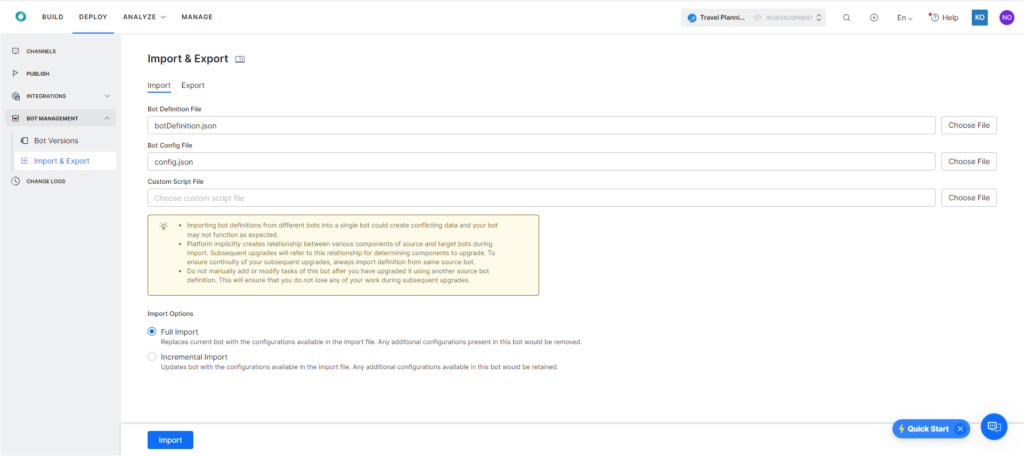 Bot Management - Kore.ai Documentation