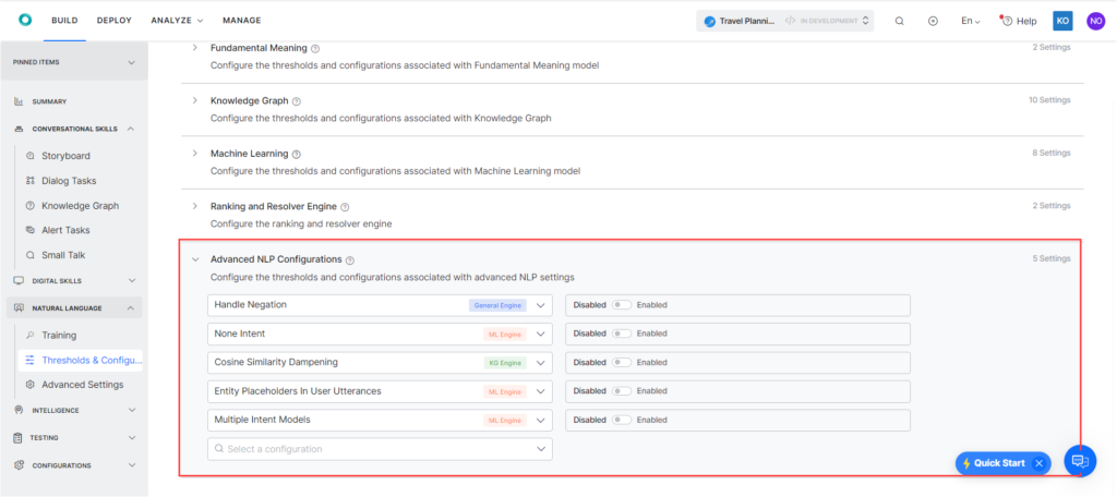 Advanced NLP Configurations - Kore.ai Documentation