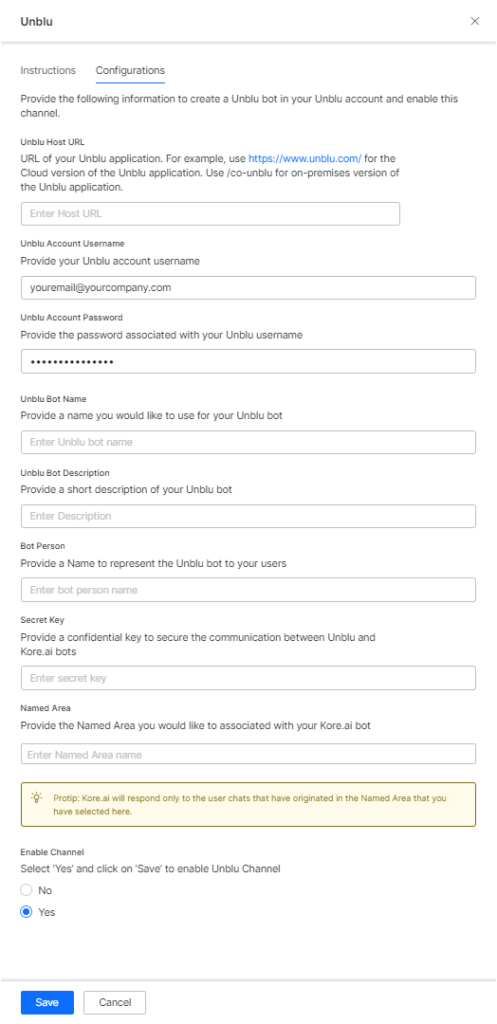 Adding the Unblu Channel - Kore.ai Documentation V10.2