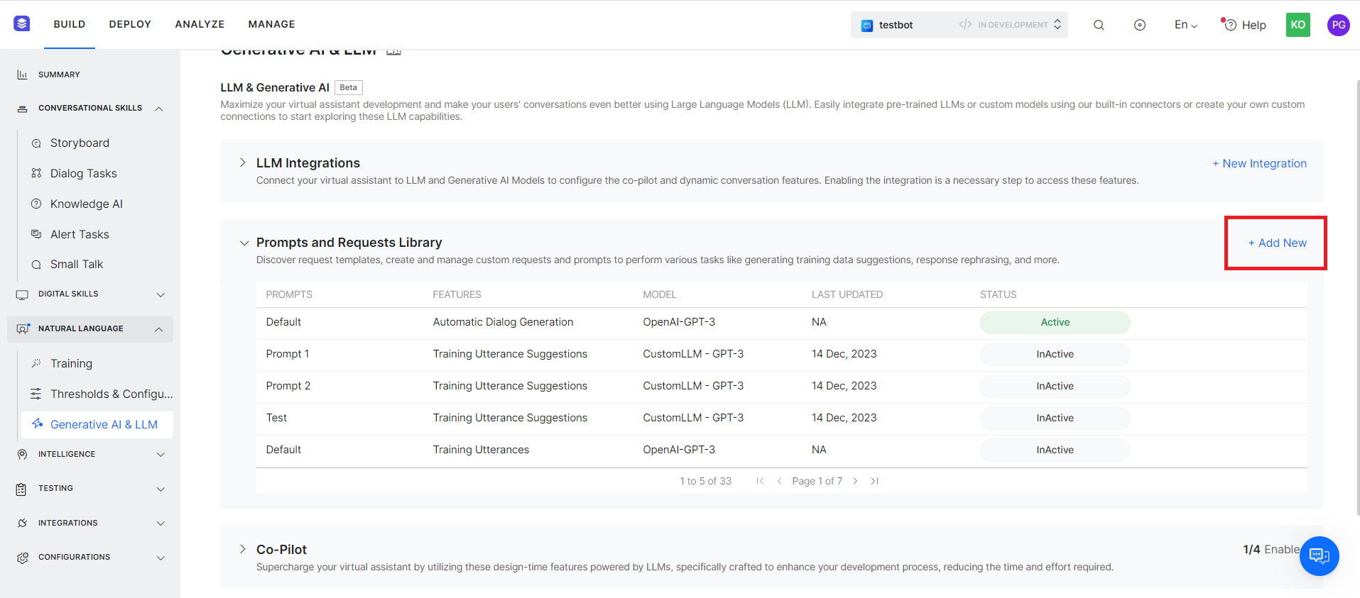 Prompts and Requests Library - Kore.ai Documentation V10.2