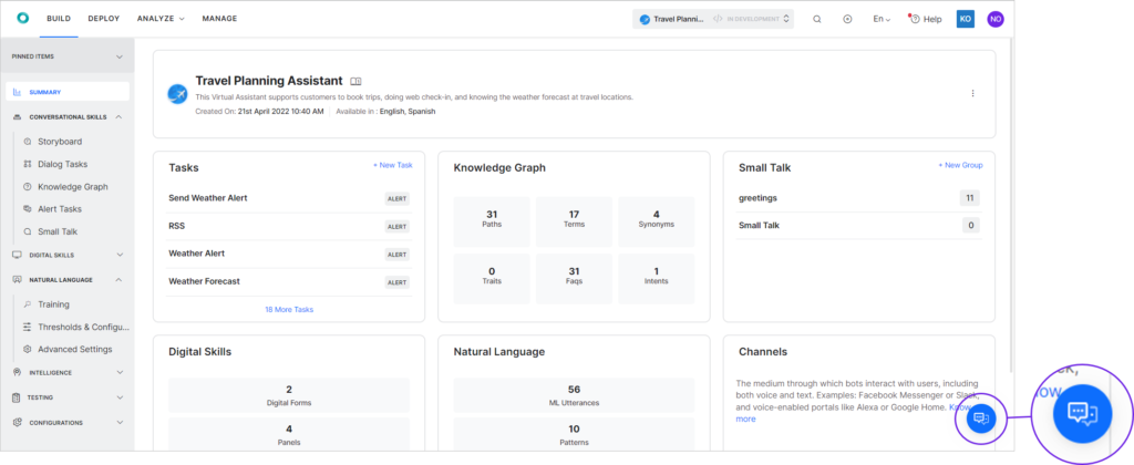 Talk to Bot - Kore.ai Documentation V10.2