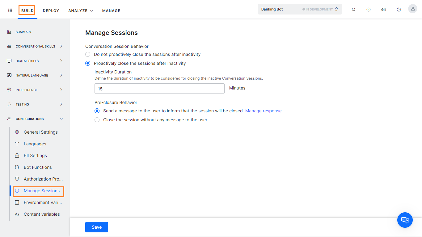 Conversation Sessions - Kore.ai Documentation v9.0