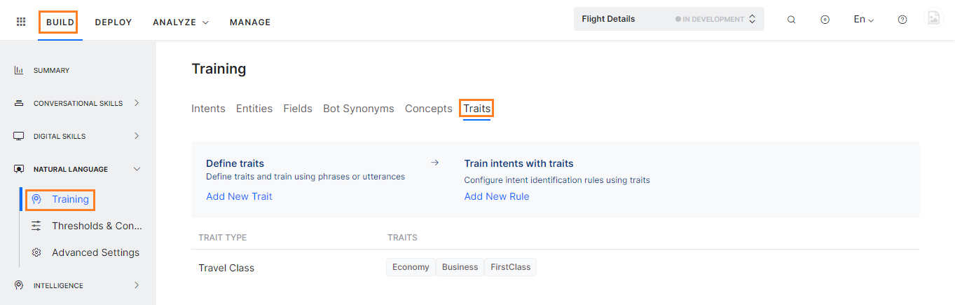 Traits - Kore.ai Documentation v9.0