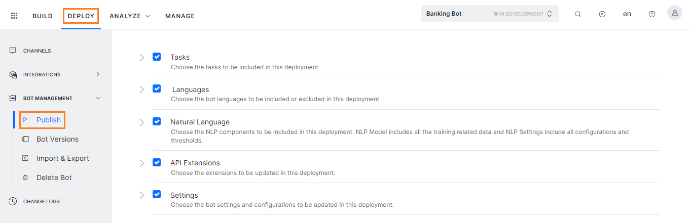 Publishing your Bot - Kore.ai Documentation v9.0