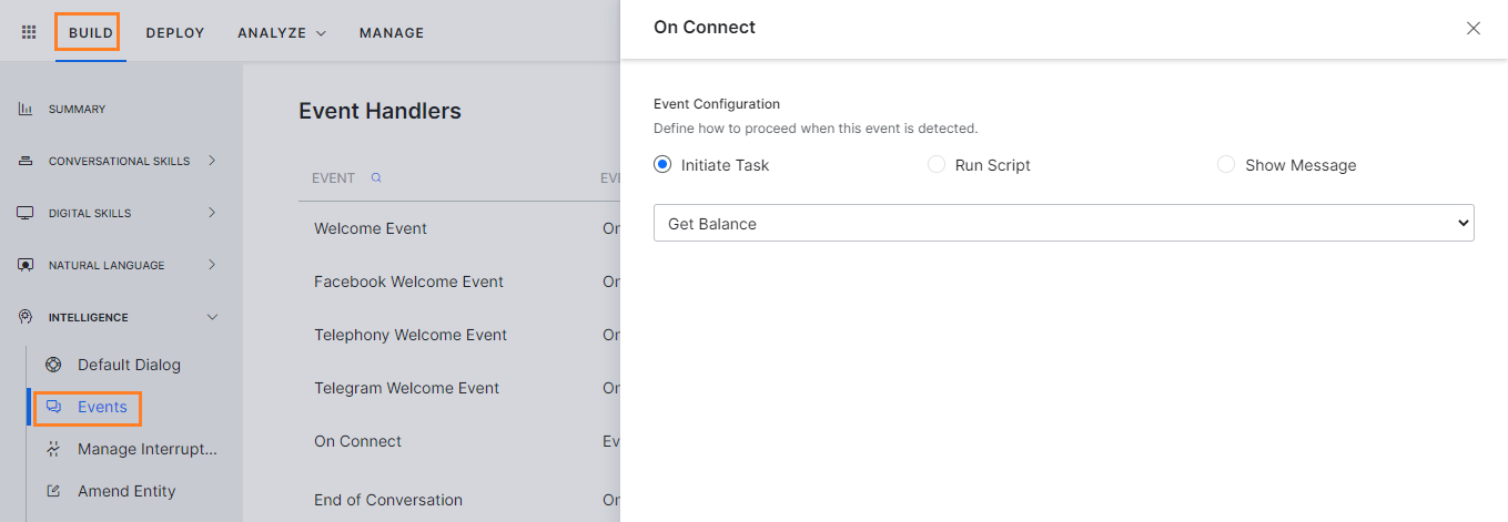 Event Based Bot Actions - Kore.ai Documentation v9.0