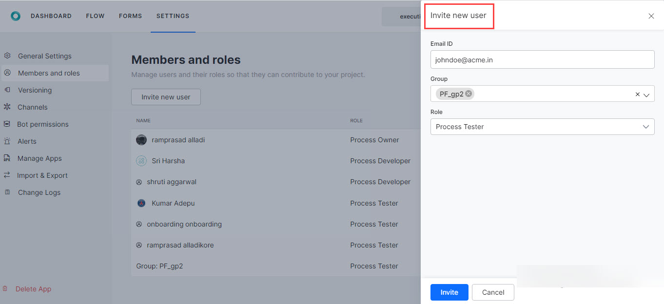 How to Share a Process App with Co-developers? - Kore.ai Documentation v9.0