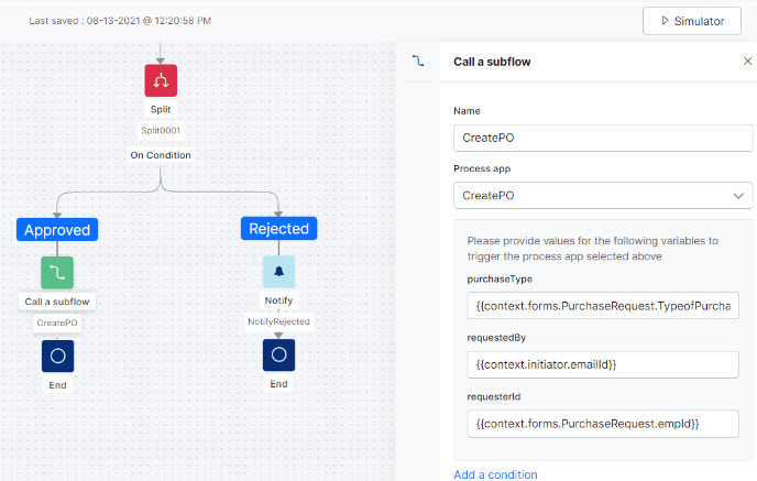 How to Call a Subflow from a Process App? - Kore.ai Documentation v9-1