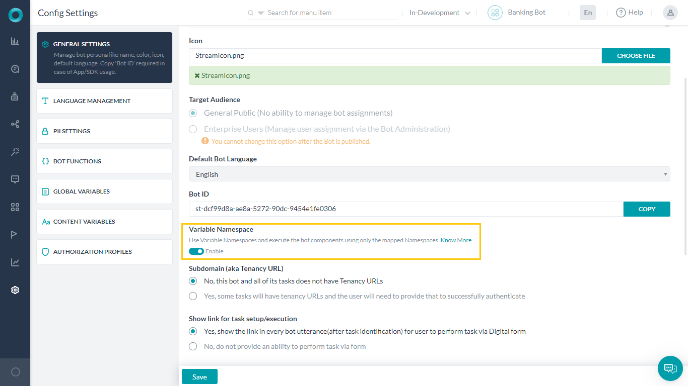 名前空間の管理 - Kore.ai Documentation v9-1