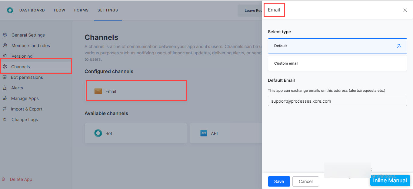 How to Add Channels to a Process App? - Kore.ai Documentation v9-1