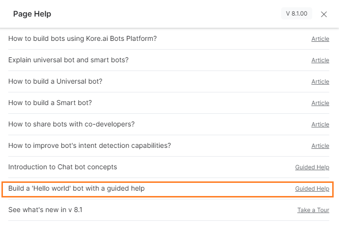 Creating a Simple Bot - Kore.ai Documentation v9-1