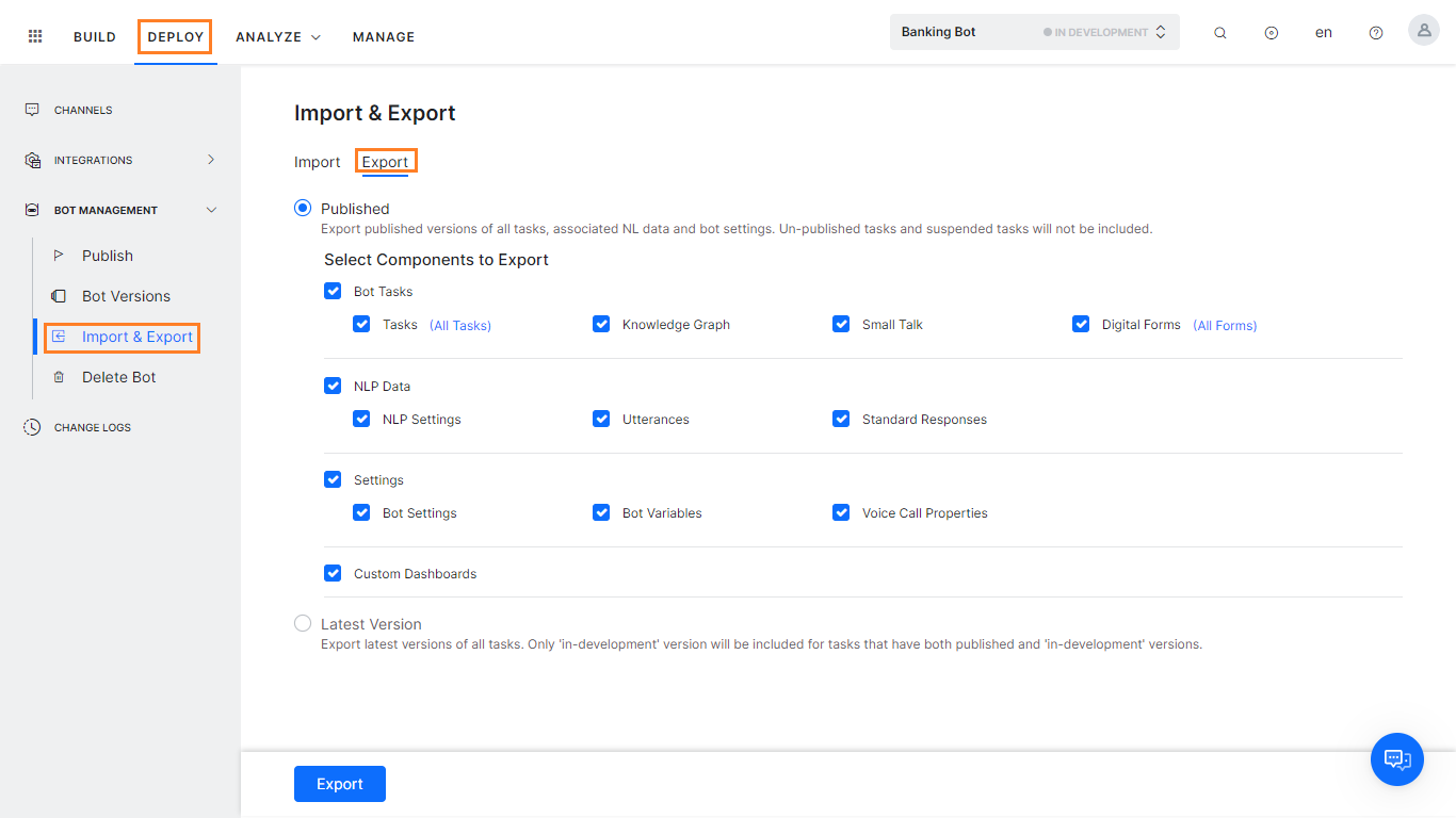 Bot Management - Kore.ai Documentation v9-2