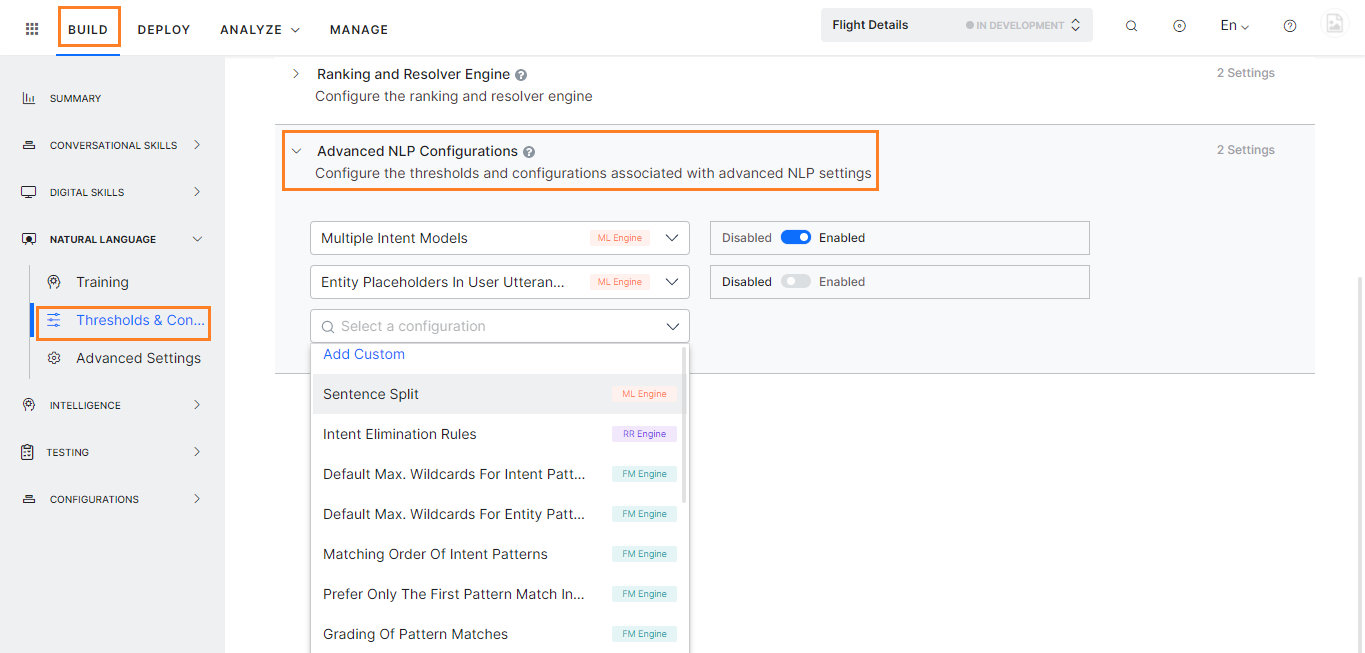 Advanced NLP Configurations - Kore.ai Documentation v9-2