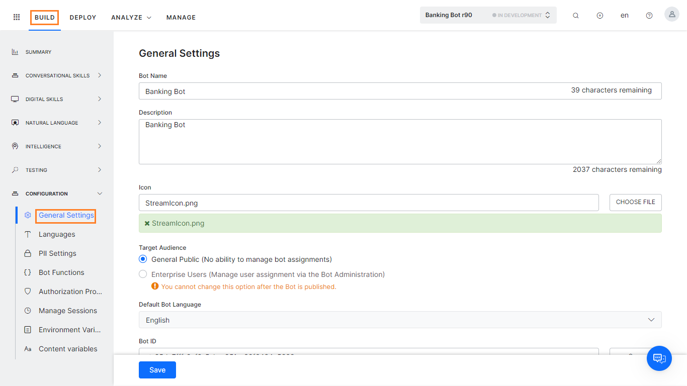 General Settings - Kore.ai Documentation v9-3