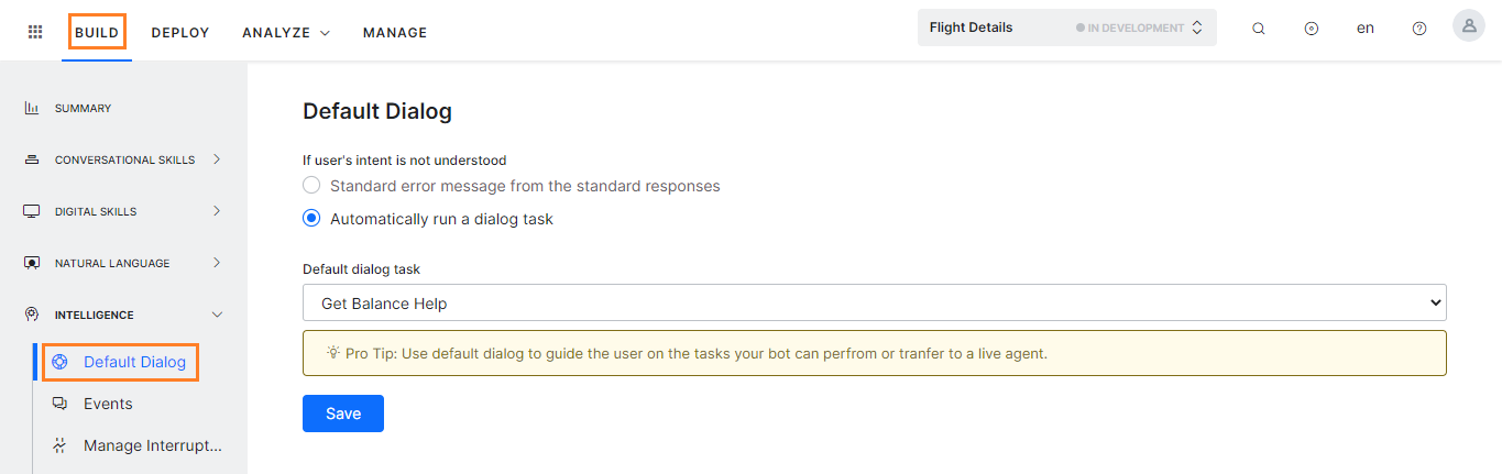 Default Conversations - Kore.ai Documentation v9-3
